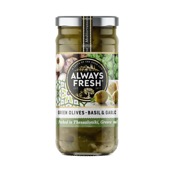 Always Fresh Green Pitted Olives With Basil & Garlic | 230g – Shop ...