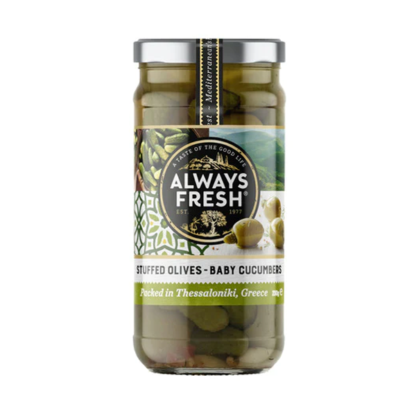 Always Fresh Stuffed Olives With Baby Cucumbers | 230g – Shop & Dispatch