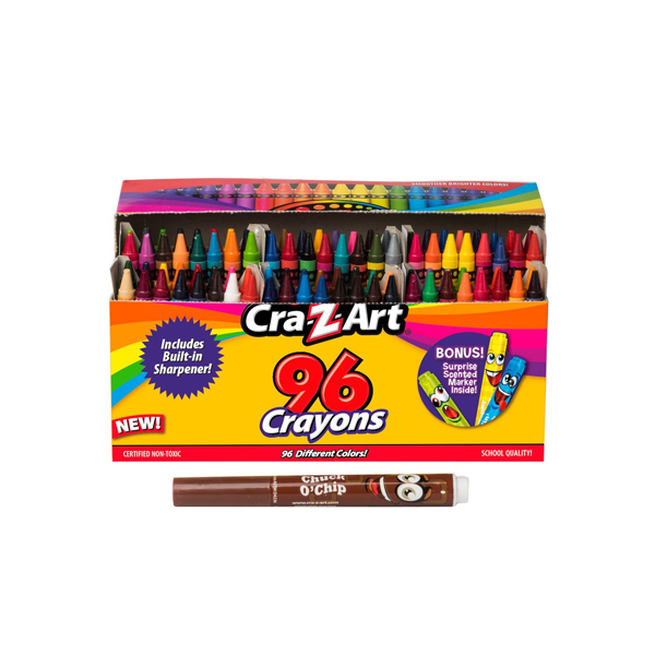 Cra-Z-Art Stationery Crayons with Sharpener & Bonus Marker 96 Piece ...