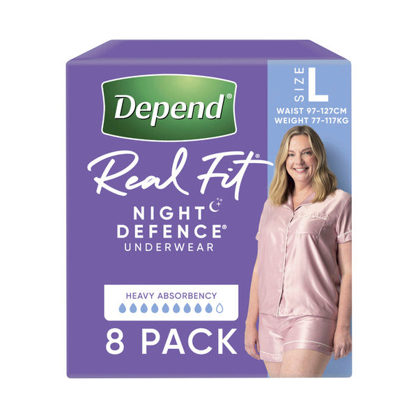 Depend Real Fit Night Defence Incontinence Underwear Women Large | 8 e ...