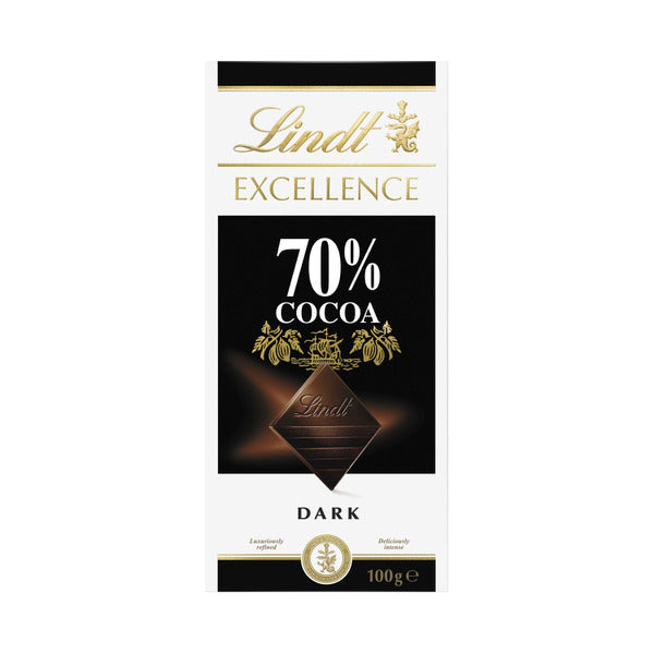 Lindt Excellence Extra Fine 70% Cocoa Dark Chocolate Block | 100g ...