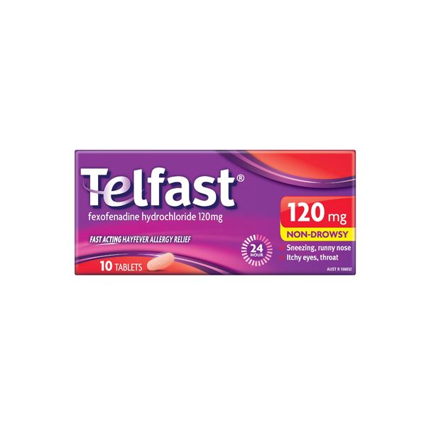Telfast Allergy & Hayfever Relief 120mg 10 Tablets – Shop & Dispatch