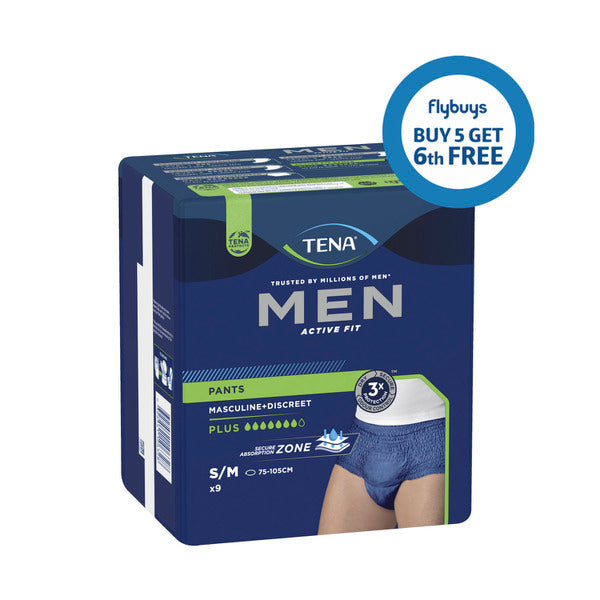 Tena Men Active Fit Plus Navy Small/Medium Incontinence Pants | 9 pack ...