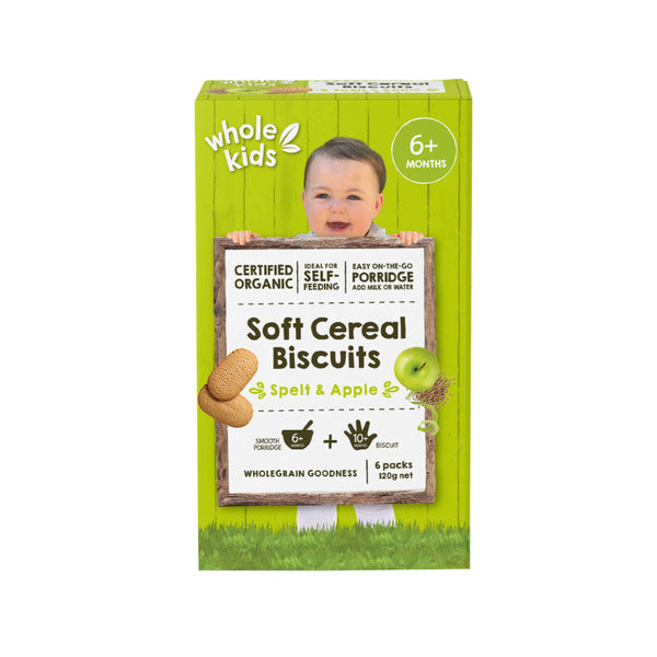 Whole Kids Organic Soft Cereal Biscuits Spelt & Apple 6M+ | 120g x 2 P ...